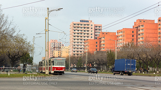 Old Tatra T6B5 Czechoslovak-built public tram in Pyongyang, North Korea ...