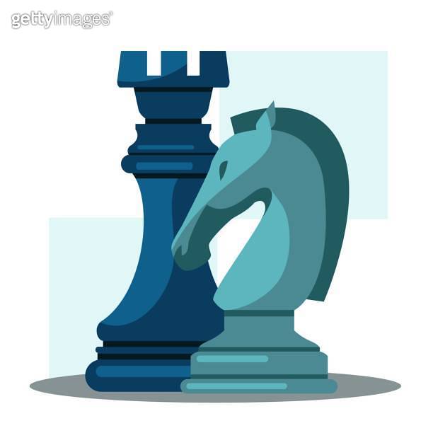 Chess knight and rook figure pieces. Strategic thinking 3d game vector ...