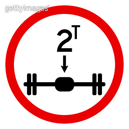 Axle load limit 2 ton .Traffic sign. Red circle background. (1268395346 ...