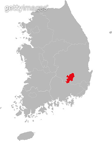Daegu province highlighted on South korea map. (1281858853) - 게티이미지뱅크