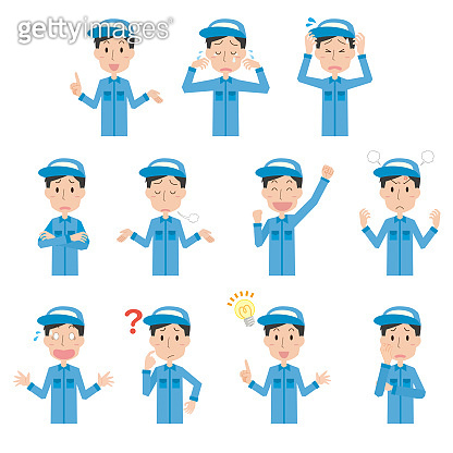 Male worker facial expression set 이미지 (1207039689) - 게티이미지뱅크