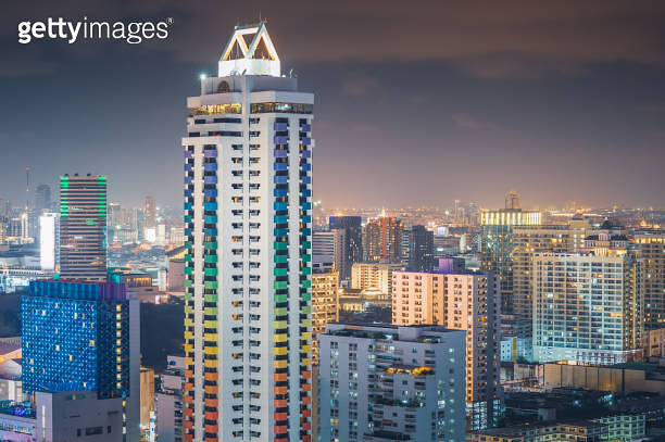 Panoramic view Cityscape business district ( makkasan,baiyok ...