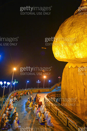 Kyaikhtiyo or Kyaiktiyo pagoda Golden rock Shwedagon Pagoda in temple ...