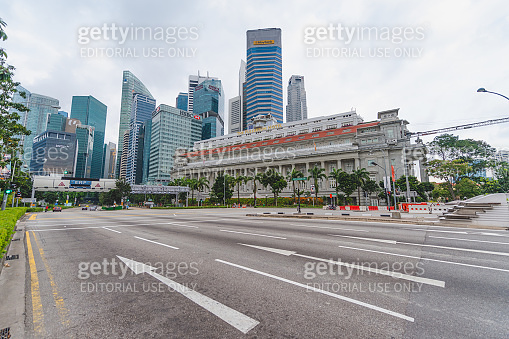Clark Quay district wide angle shot there are many financial building ...