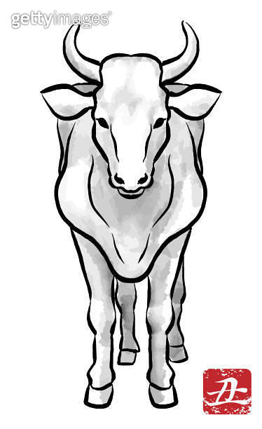 Monochrome ox, front view - Year of the ox, Chinese zodiac sign clip ...