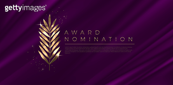 Award nomination - design template. Golden branch on a purple cloth ...