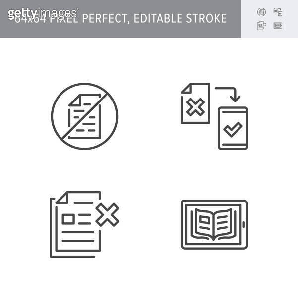 Paperless line icons. Vector illustration included icon as less ...