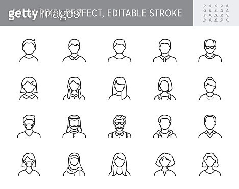 People avatar line icons. Vector illustration included icon as man ...