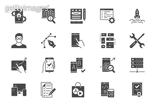 Application development flat icons. Vector illustration included icon ...