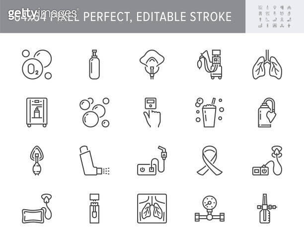 Oxygen line icons. Vector illustration included icon - anesthesia mask ...