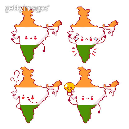 Cute happy funny India map and flag character (1273365347) 일러스트, 무료 ...