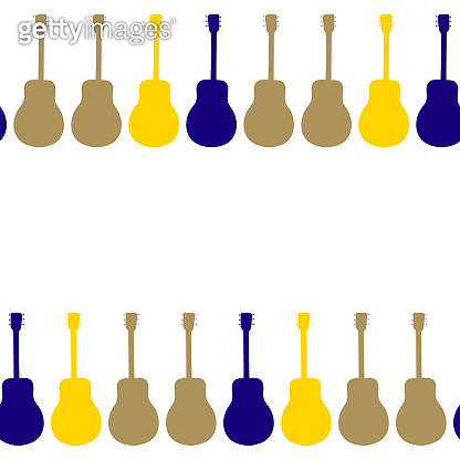 Guitar seamless border. Stringed musical instrument. Vector ...