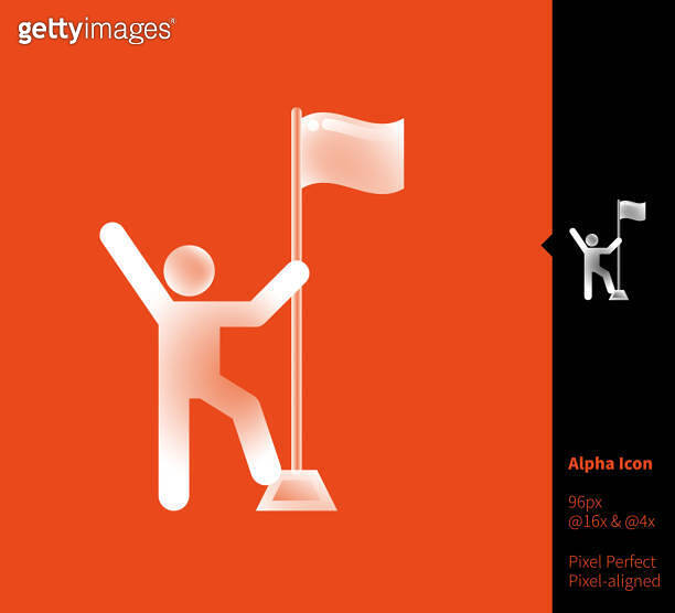 Man holding flag alpha icon - vector illustrations for branding, web ...