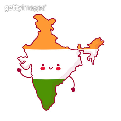Cute happy and sad funny India map and flag (1273365314) 일러스트, 무료 일러스트 ...