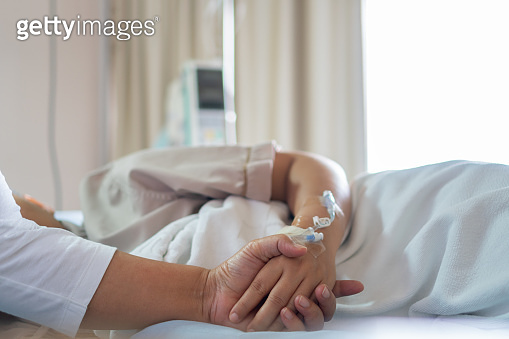 Patient of COVID-19 concept : hope comforting sick of Hopeful love care ...