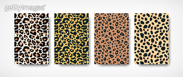 Vector Trendy leopard skin pattern backgrounds set. Hand drawn wild ...