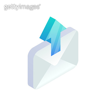 Send Email, New message isometric icon. E-mail with arrow sign ...