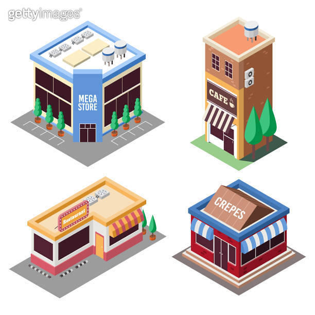Isometric store collection concept Vector illustration 이미지 (1286341097 ...
