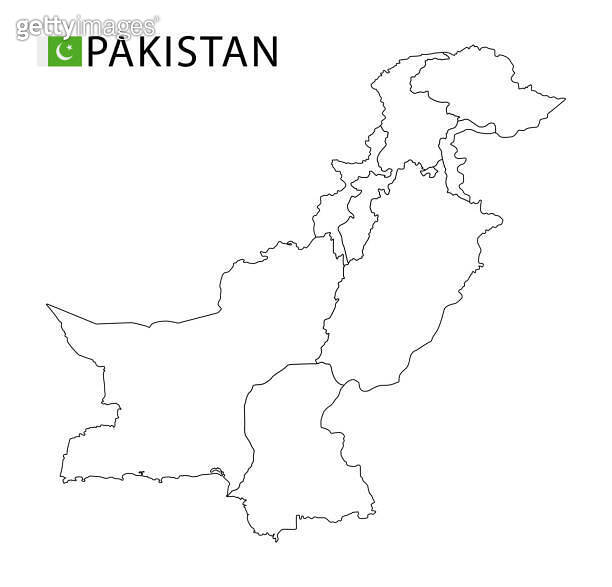 Pakistan map, black and white detailed outline regions of the country ...
