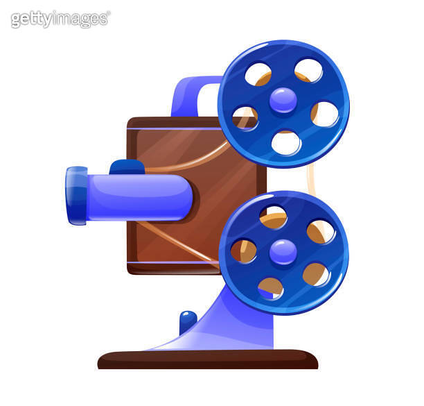 Old movie projector in cartoon style, retro technique. Vector ...