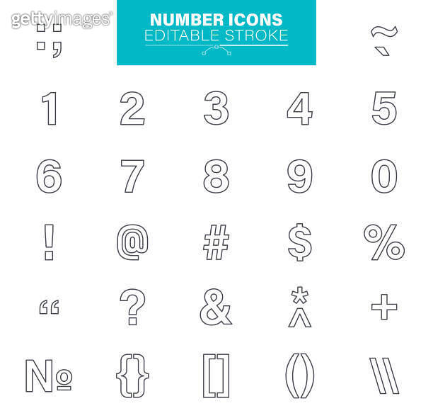 Number Set Icons Editable Stroke. In set Text And Mathematical Symbols ...