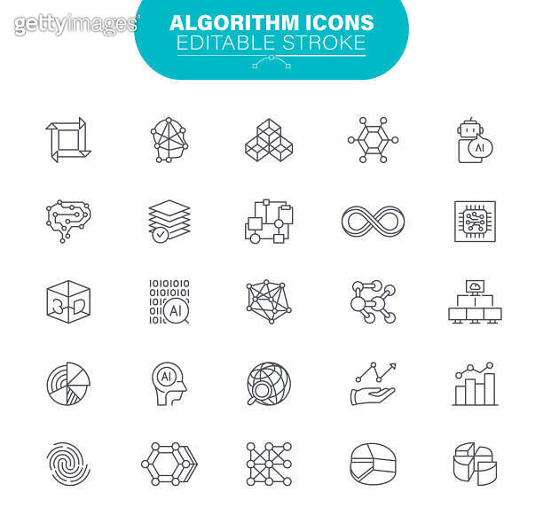 Algorithm Icons. Set contains symbol as Artificial Intelligence ...