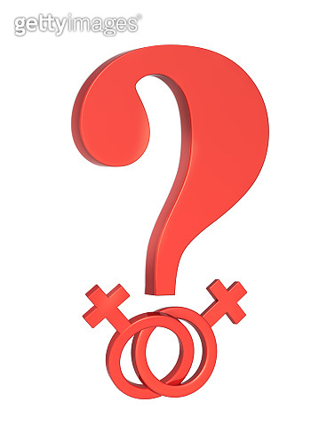 Red question mark with two female symbols 이미지 (1283293498) - 게티이미지뱅크