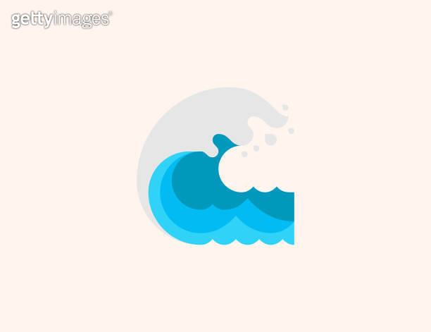 Ocean wave vector icon. Isolated big wave, surfing sport flat colored ...