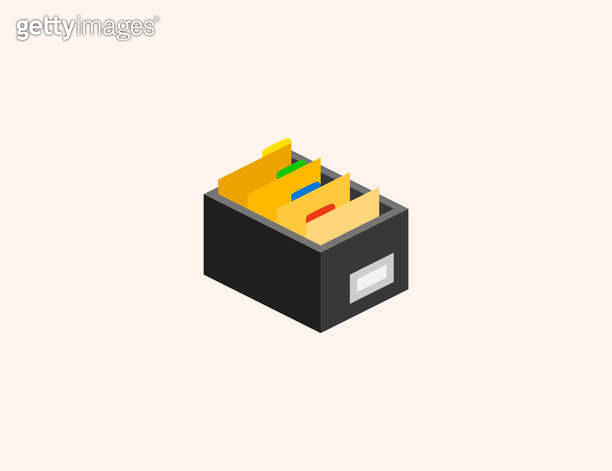 Card File Box vector icon. Isolated Files, Documents in Drawer flat ...