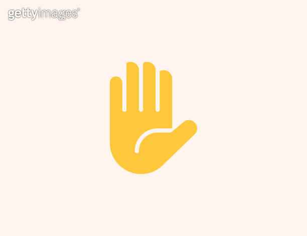 Raised Hand vector icon. High Five Emoji. Isolated Stop Hand Gesture ...