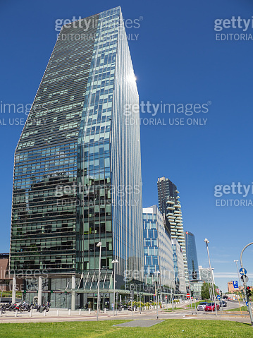 Milano, Italy. The iconic Diamond tower. Today headquarter of the BNP ...