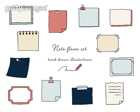 Set of hand drawn illustrations of notebook frames 이미지 (1253817995 ...