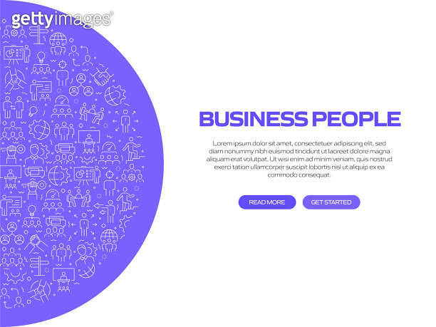 Business People Related Banner Design with Pattern. Modern Line Style Icons Vector Illustration ...