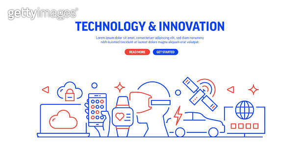 Technology and Innovation Related Web Banner Line Style. Modern Linear ...