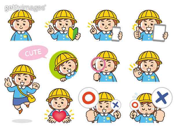 Kindergarten girl variation. Beginner mark, smartphone, tablet ...