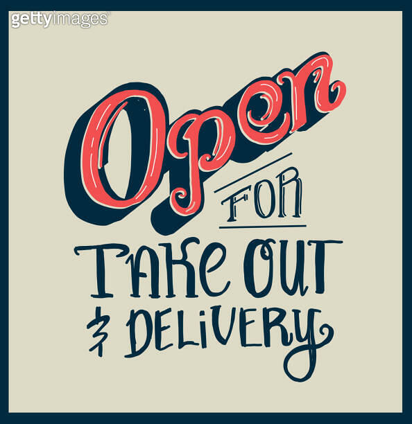 Restaurant Open for Take Out and Delivery Signage (1220667742) - 게티이미지뱅크