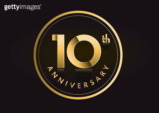 Golden 10th Anniversary celebration label designs 이미지 (1256009801) - 게티 ...