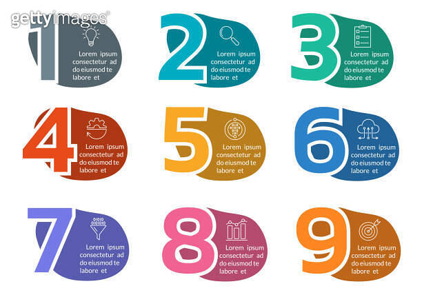 Number infographic design with abstract shapes, fluid geometric ...