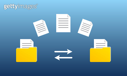 File transfer concept. Two Laptop computers with folders send and ... File transfer concept. Two Laptop computers with folders send and ...