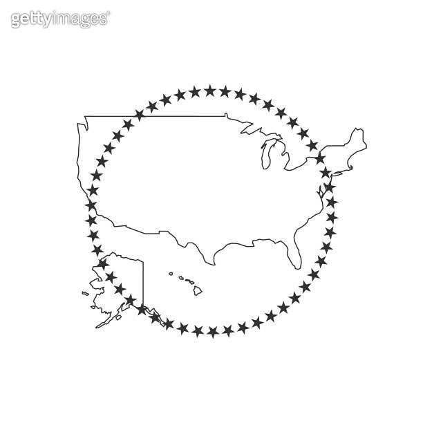 50 american states stars in circle and usa map inside. Stock Vector ...