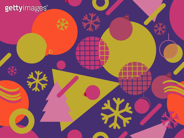 Christmas seamless pattern with Christmas decorations and geometric ...