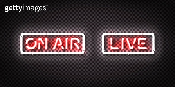 Vector set of realistic isolated neon sign of Live and On Air on the ...