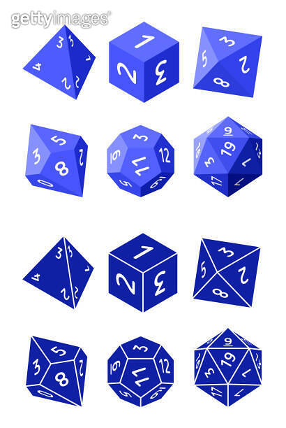 D4, D6, D8, D10, D12, and D20 Isometric Dice for Boardgames in Flat and ...