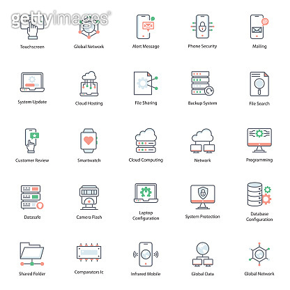 Hardware Configuration Flat Icons Pack 이미지 (1206890878) - 게티이미지뱅크