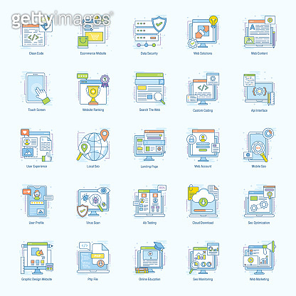 Web Optimization Flat Icons Pack 이미지 (1248564332) - 게티이미지뱅크