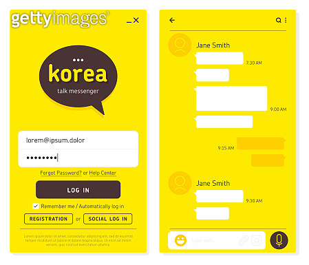 Login page and user interface of messenger (1225150201) 일러스트, 무료 일러스트 ...