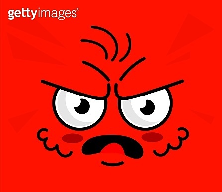 Angry emoticon. Red square angry face expression (1251735447) 일러스트, 무료 ...