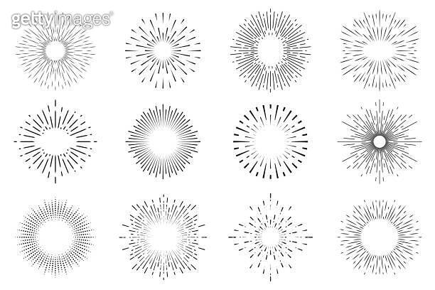 Sunburst vintage. Vector sun burst line icon set. 이미지 (1251735511) - 게티 ...