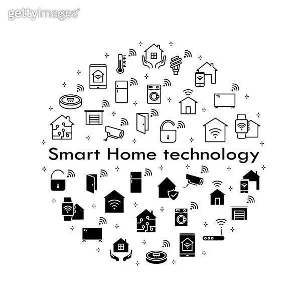 Smart Home icon set, home automation system, smart systems and ...