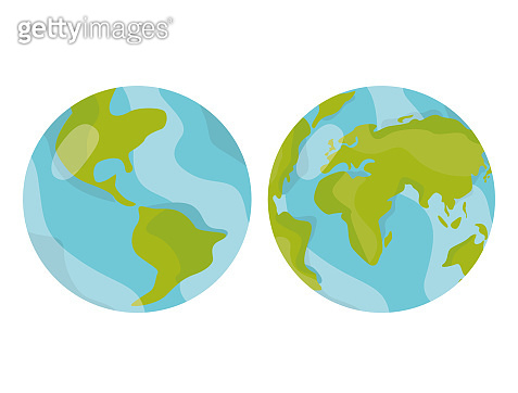 Two sides of the Earth globe. Abstract world maps with two sides ...